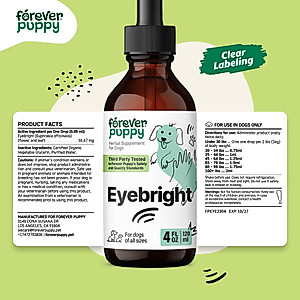 Eyebright Supplements for Dogs - Eye Health Tincture w/Eyebright Herb - Pet Supplement for Soothing Eyes Irritation - Liquid Eye Support Vitamins & Supplements for All Breeds & Sizes - 4 oz