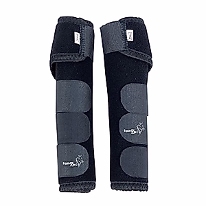 Equinez Tools Horse Brushing Boots Leg Wraps Black Set of 2 and 4 (cob, Black, 4)