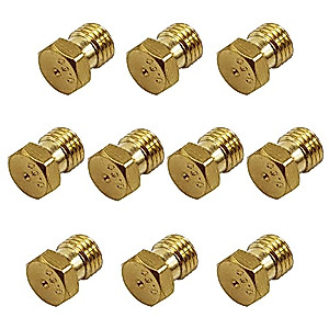 Xastro Brass Jet Nozzles for Propane LPG Gas Pipe Water Heater DIY Burner Grill Propane Gas Orifice Conversion Kit M6 x 0.75mm/0.5mm (10Pcs)