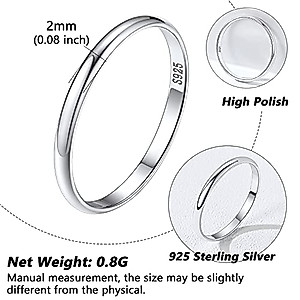 Women Stacking Rings Sterling Silver Thin 2mm Wedding Band Finger Charms Polishing Surface Engagement Eternity Ring Accessories