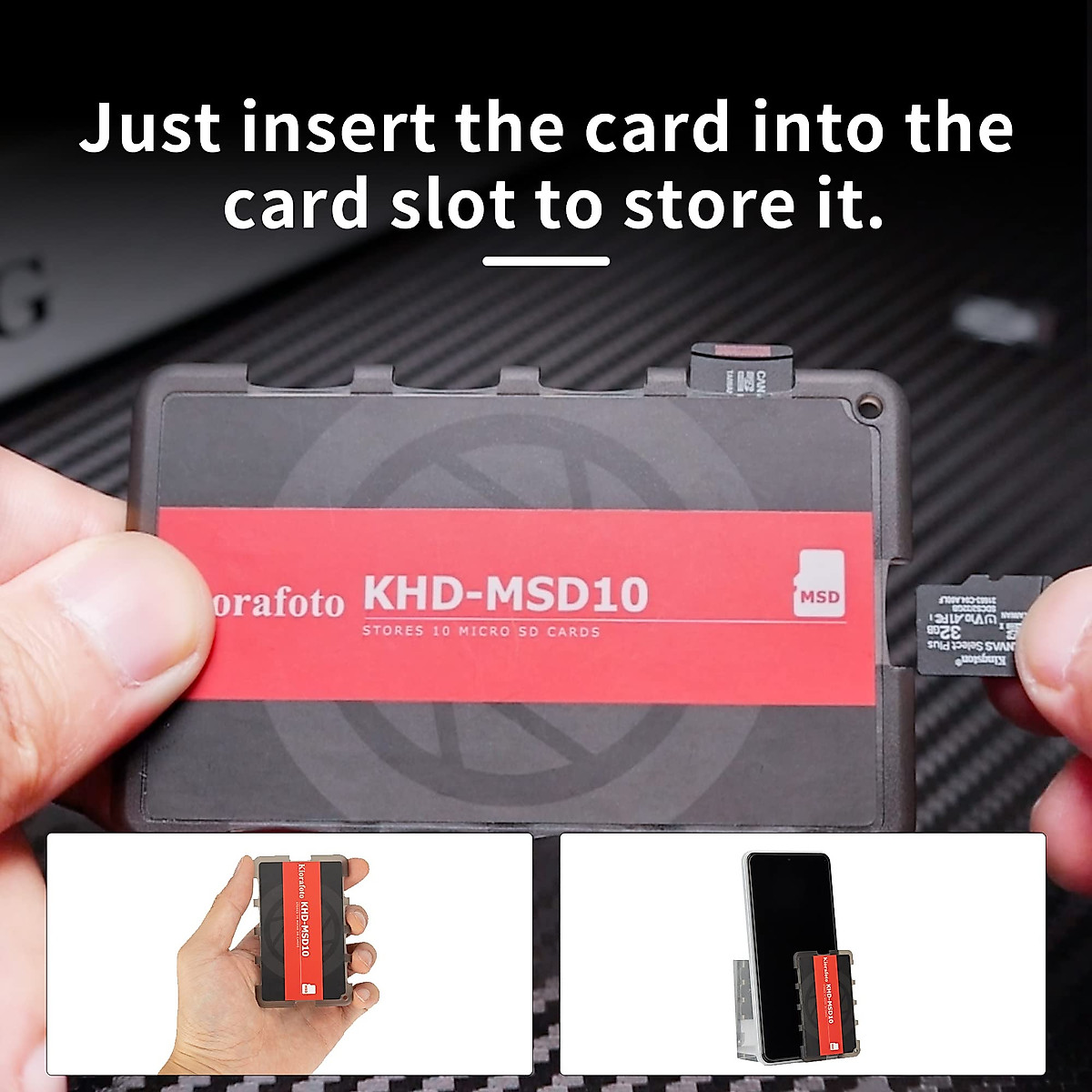 Kiorafoto KHD-MSD10 Easy Carry 10 Slots Slim Credit Card Size Lightweight Portable TF MSD Microsd Memory Card Case Storage Keeper Holder for 10 TF MSD Microsd Microsdhc Microsdxc Memory Cards Oganizer