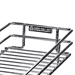 Tiger Pull Out Cabinet Organizer, Heavy Duty Slide Out Kitchen Cabinet Storage Shelves, Cabinet Opening, Wire Frame, Chrome Finish (14" W x21 D x 5" H)