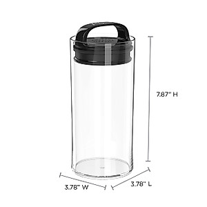 Prepara Evak Fresh Saver, Small-Tall Airless Canister with Black handle, 1.05 Quart, Clear