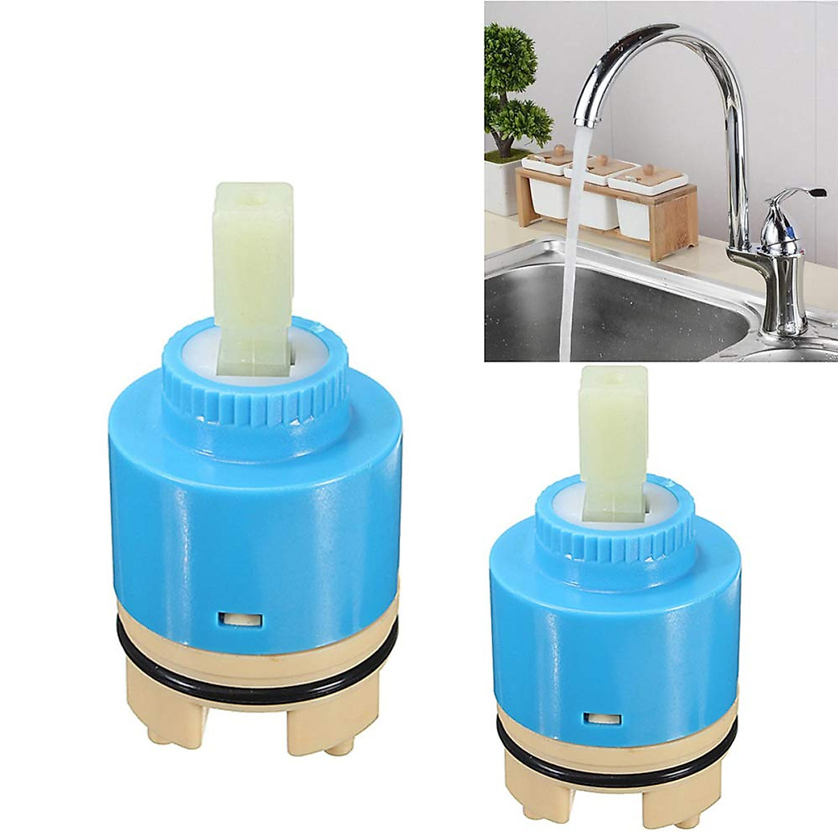40mm-Type B Replacement Faucet Cartridge, Ceramic Disc Cartridge Faucet Water Mixer Tap Inner Control Valve for Kitchen and Bathroom