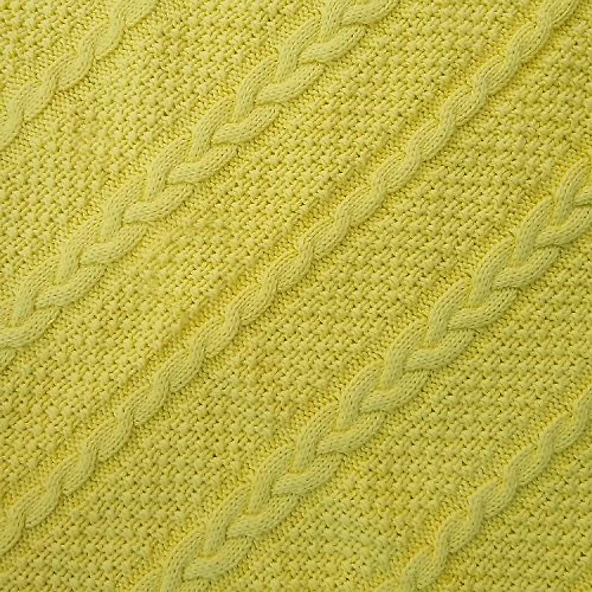 Cute New York Premium 100% Cotton Cable Knit Toddler Blankets Receiving Blanket, Baby Nursery & Stroller Blanket for Boys and Girls 30"x40" (Yellow)