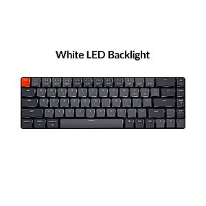 Keychron K7, 68 Keys Ultra-Slim Wireless Bluetooth/Wired Mechanical Keyboard with Low-Profile Gateron Mechanical Red Switch, White LED Backlit Compatible with Mac Windows