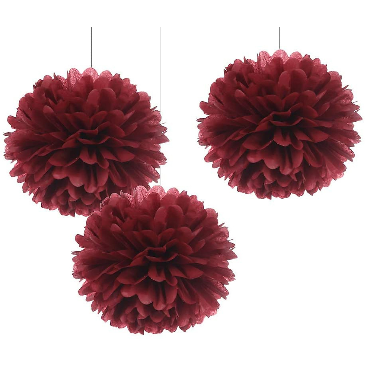 Decorations 2022 Maroon Graduation/Burgundy Black White Birthday Decorations for Women 40th/50th Birthday 12 Tissue Paper Pom Poms Maroon Burgundy Black Wedding/Bridal Shower Retirement Decorations