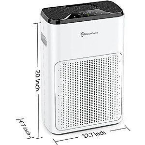 Elechomes Smart WiFi Air Purifier, Alexa and Google Voice Control, A3B True HEPA Filter Air Cleaner for Large Room, Bedroom, Office Up to 323ft², Ultra Quiet Sleep Mode