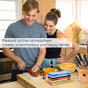 Knife Sharpening Stone, BOKUGE Professional Whetstone Knife Sharpener, 4 Side Grit 400/1000 3000/8000, Complete Knife Sharpening Kit with Non-Slip Bamboo Base, Honing Guide, Polishing Combination