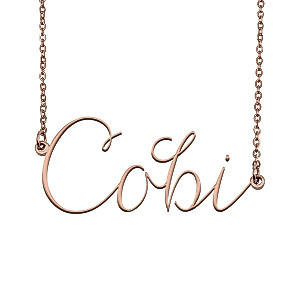Cobi Name Necklace Name Plate Necklace Name Tag Necklace in Rose Gold