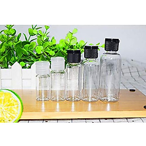 0.5oz Mini Clear Plastic Empty Bottle with Flip Cap Small Travel Bottles Storage Containers Jars for Cosmetic Sample Lotion Shower Gel Emulsion Toiletries - BPA-free - Set of 24