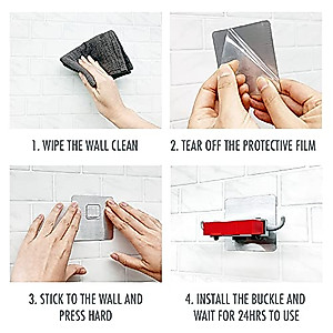 ECOHomes No Drill Mop And Broom Holder Wall Mount (2 Pcs Pack) | Self Adhesive Broom Rack, Mop Organizer Gripper Wall Mounted Hanger | Utility Rack Hooks To Hang Your Garage, Household Tools & More