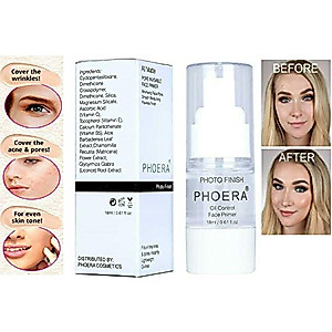 Phoera Face Primer Invisible Pores Base Oil Control Added vitamins Makeup Base Pore Filler Moisturiser Matte Finish Long Lasting Makeup Skin Pore Minimizer UK Cosmetics AquaPurity (18ml Primer)