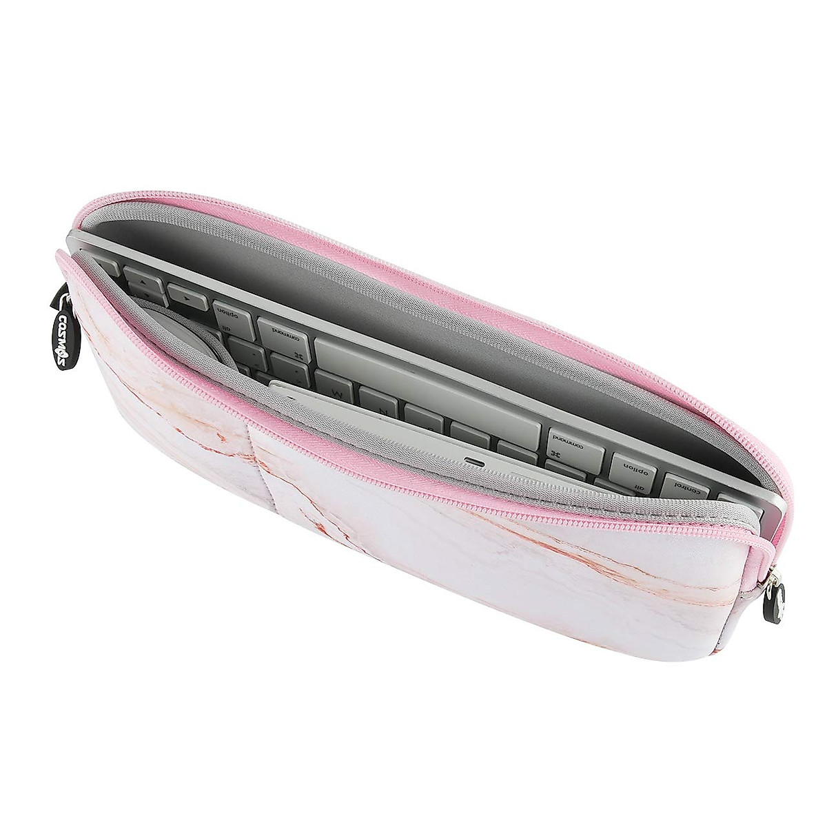 CM Neoprene Carrying Keyboard Sleeve Case Bag Protection Pouch Compatible with Magic Keyboard 1 & 2, Wireless Keyboard, Magic Mouse, Magic Trackpad and Wireless Trackpad (Pink Marble Pattern)