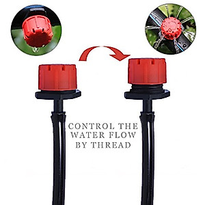 100pcs 360 Degree Adjustable Irrigation Drippers Sprinklers, 1/4 Inch Emitters Drip for Watering System by Korty