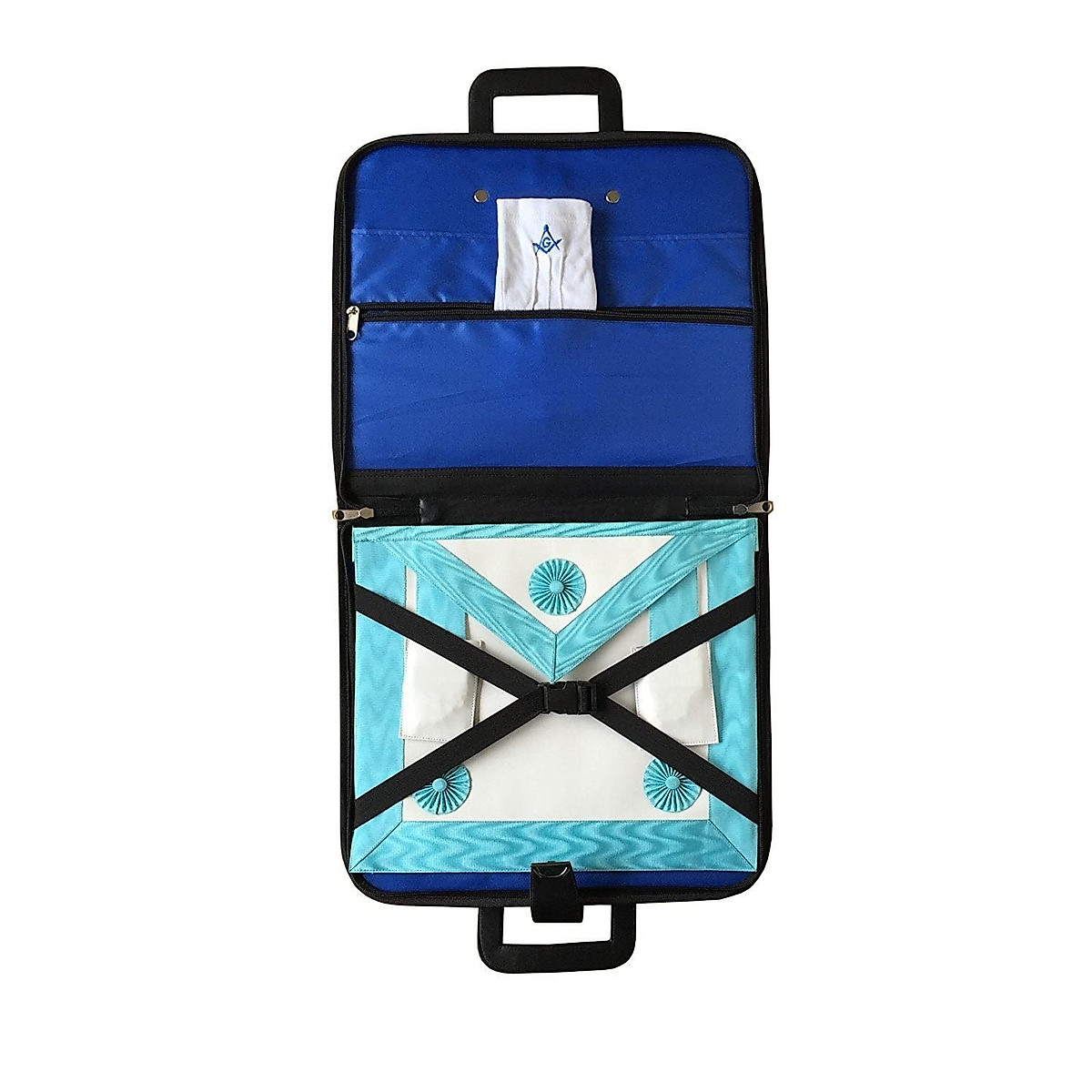 Bricks Masons Masonic MM/WM and Provincial Full Dress Apron Yellow Square Compass Cases -18.5" X 16.5" X 2"