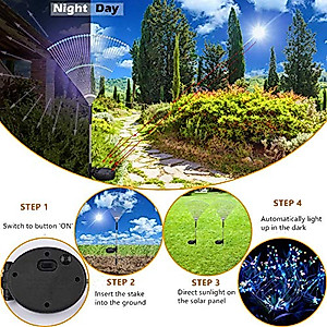 HELESIN Outdoor Solar Garden Lights，105 LED Solar Powered Decorative Stake Landscape Light DIY Flowers Fireworks Stars for Walkway Pathway Backyard Christmas Party Decor 2 Pack（Mulit-Color）