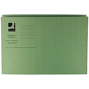 Q-Connect Square Cut Folder Medium Weight Foolscap KF01189, 250 g - Green, Pack of 100