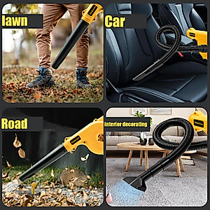 Cordless Leaf Blower for Dewalt 20V Battery, 2-in-1 Electric Leaf Blower & Vacuum, Small Leaf Blower for Lawn Care, Dust, Pet Hair, Car(Battery Not Included)
