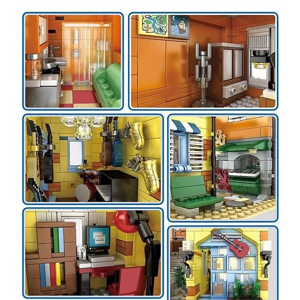 General Jim's Building Blocks Lighted Music Store Coffee Cafe Shop and Lounge Modular Building Blocks Bricks Set | Compatible with Lego City Sets