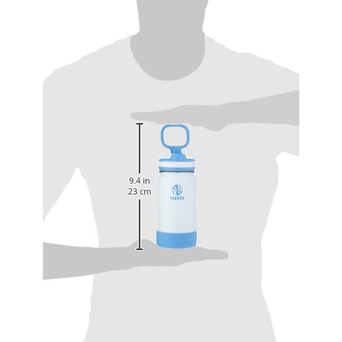 Takeya Actives Kids Insulated Stainless Steel Water Bottle with Straw Lid, 14 Ounce, New Day Blue