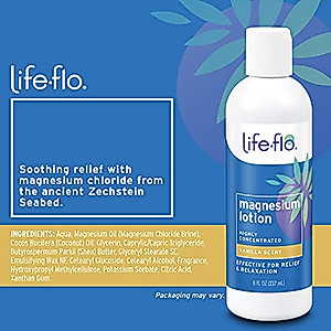 LIFE-FLO Magnesium Lotion w/Concentrated Magnesium Chloride | Calms & Rejuvenates Muscles & Mind | Vanilla Scent (8 oz, 2 pk)
