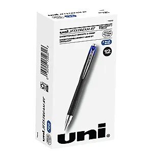 uni-ball Jetstream RT Retractable Ballpoint Pens Medium Point, 1.0mm, Blue, 12 Pack