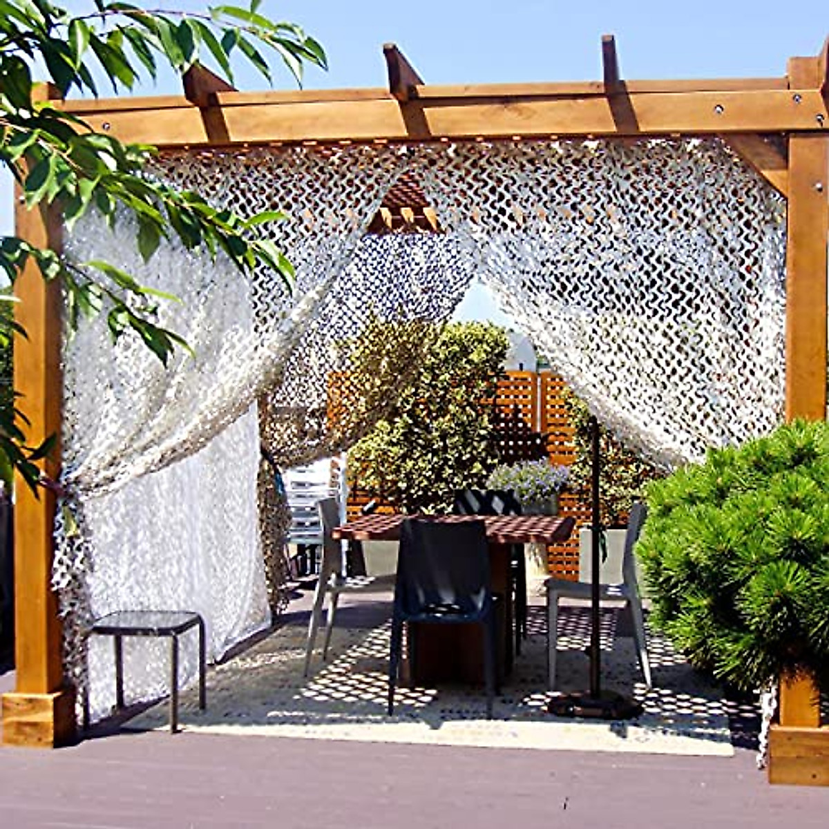 Queenbox 13x16.4ft White Camouflage Net, Oxford Hunting Blinds Sunshade Mesh Military Hide Sunscreen Shelter for Home Wall, Party, Camping, Outdoor