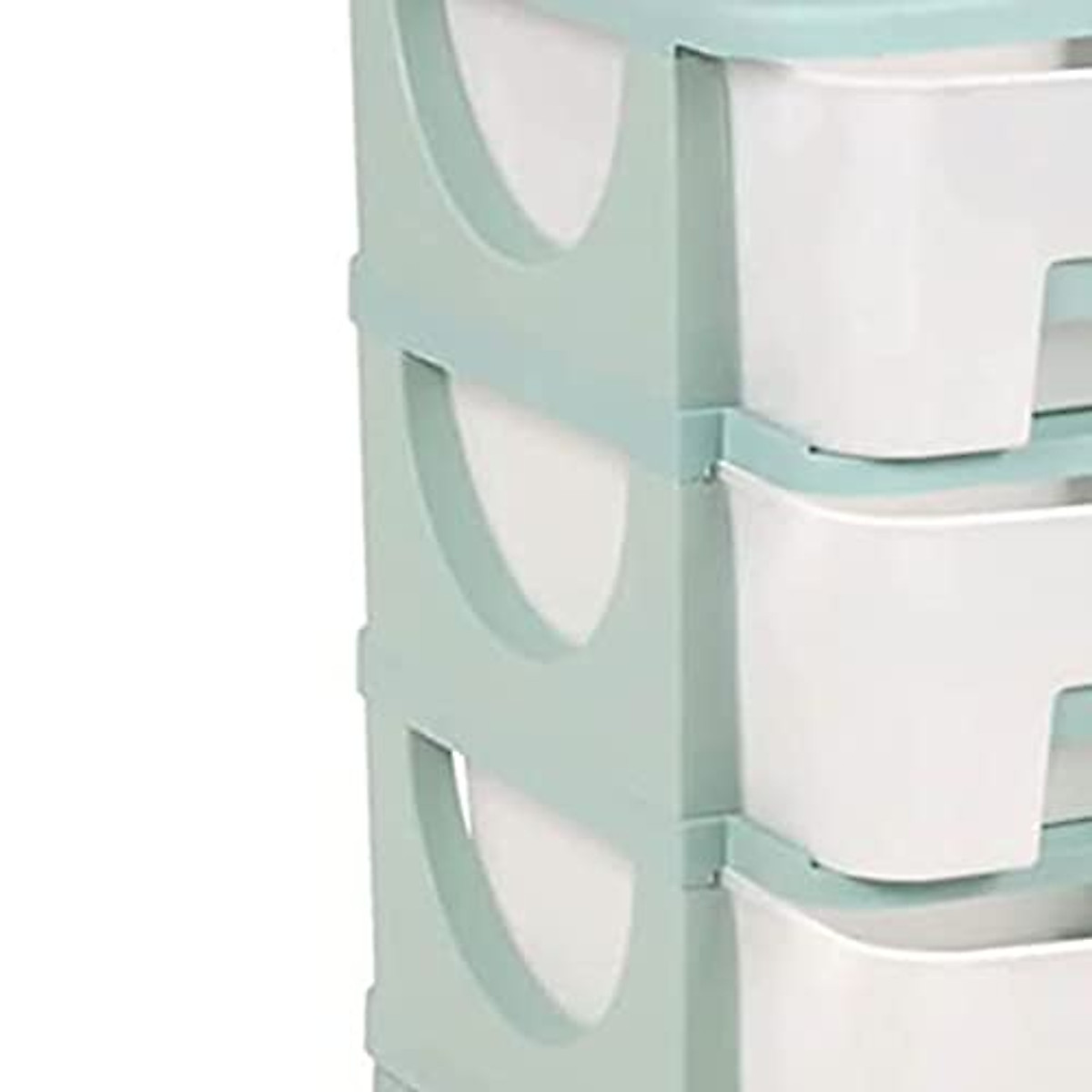 Homeplast Ouma 24 Inch Tall Plastic 3 Drawer Home Storage Indoor Outdoor Organizer Shelf Unit with Perforated Ventilated Drawers, Green