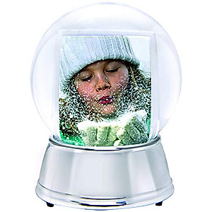 Large LED Light Up Photo Snow Globe - Silver Base