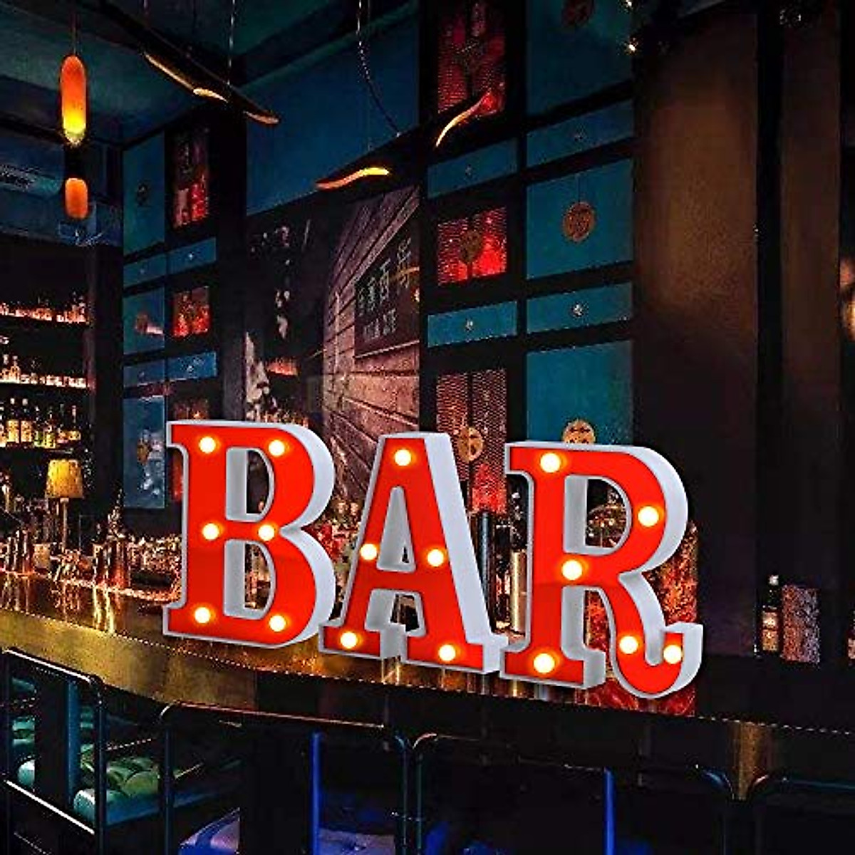 LED Marquee Letter Lights 26 Alphabet Light Up letters with Battery Power Red Sign LED Wall for Home Bar Festival Christmas Lamp Night Light Birthday Party Wedding Decorative