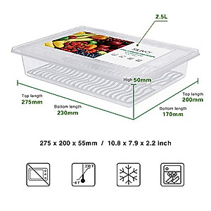 SILIVO Produce Saver Containers for Refrigerator (3 Pack) - 2.5L Fruit Storage Containers for Fridge, Vegetable Storage Containers with Drain Tray Keep Fresh for Veggie, Fruit, Lettuce and Salad