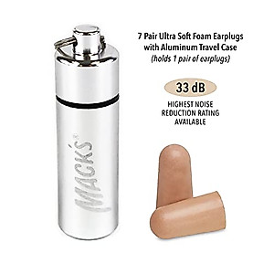 Mack’s Ultra Soft Foam Earplugs, 7 Pair + Case – 33 dB Highest NRR, Comfortable Ear Plugs for Sleeping, Snoring, Travel, Concerts, Studying and Noise