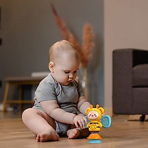 Tinabless Suction Cup High Chair Toy, Baby Musical Toy Yellow Bee Toy with Music and LED Lights, Infant Light Up Toys, Developmental Tray Toy, Newborn Gifts for Ages 6 Months and Up Boys Girls