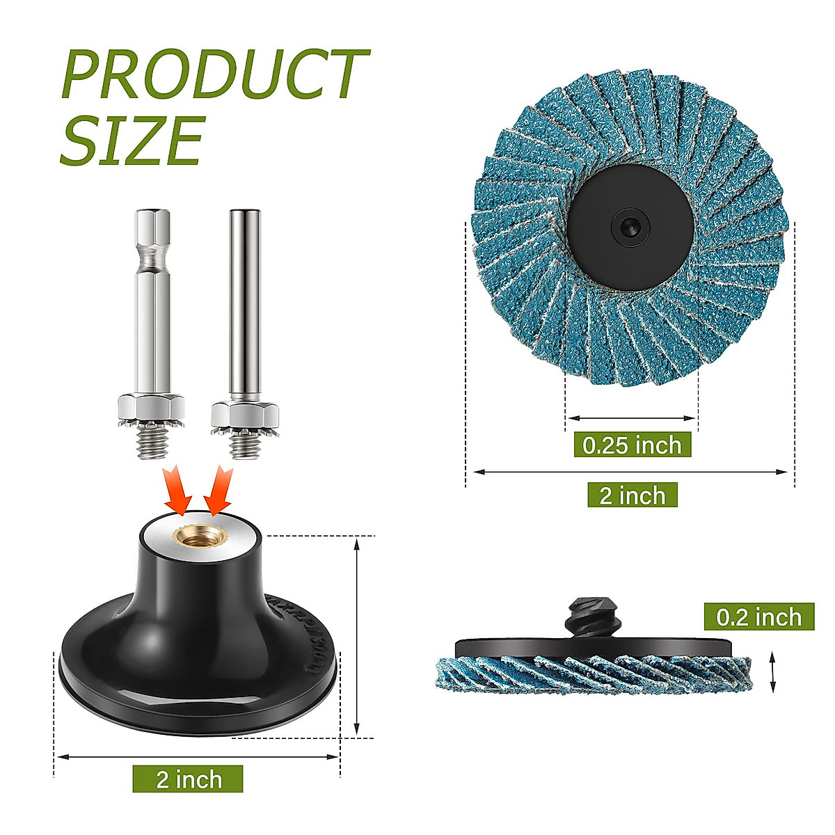 48 Piece 2 Inch 80 Grit Flap Disc with Disc Pad Holder Die Grinder Sanding Discs Surface Conditioning Discs Accessories for Angle Grinder Strip Grind Polish Finish Rust Paint Removal