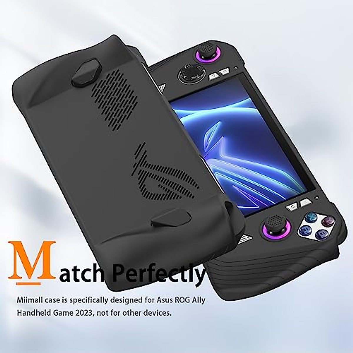 Miimall Compatible for ROG Ally Case, Asus Ally Silicone Case, Anti-Fingerprint Shock-Absorption Anti-Scratch Soft Silicone Skin Cover Protector Case for Asus ROG Ally Handheld 2023 Accessories-Black