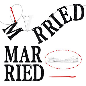 Mamma Mia She is Getting Married Banner, Newly Engaged/Wedding Gift for Bride, Engagement/Wedding/Brial Shower Party Decoration Supplies for Friends, Black Glitter