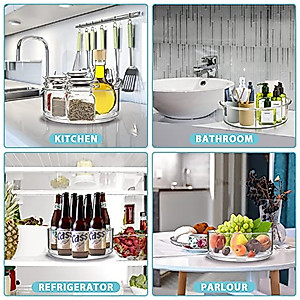 Lazy Susan Oragnizer,2 Pack Turntable Organizer,Fridge Organization,Non-Skid Spice Rack Organizer, Fruit Container, 360 Rotating Storage Container for Home Kitchen,Countertop,Cabinet,Fridge