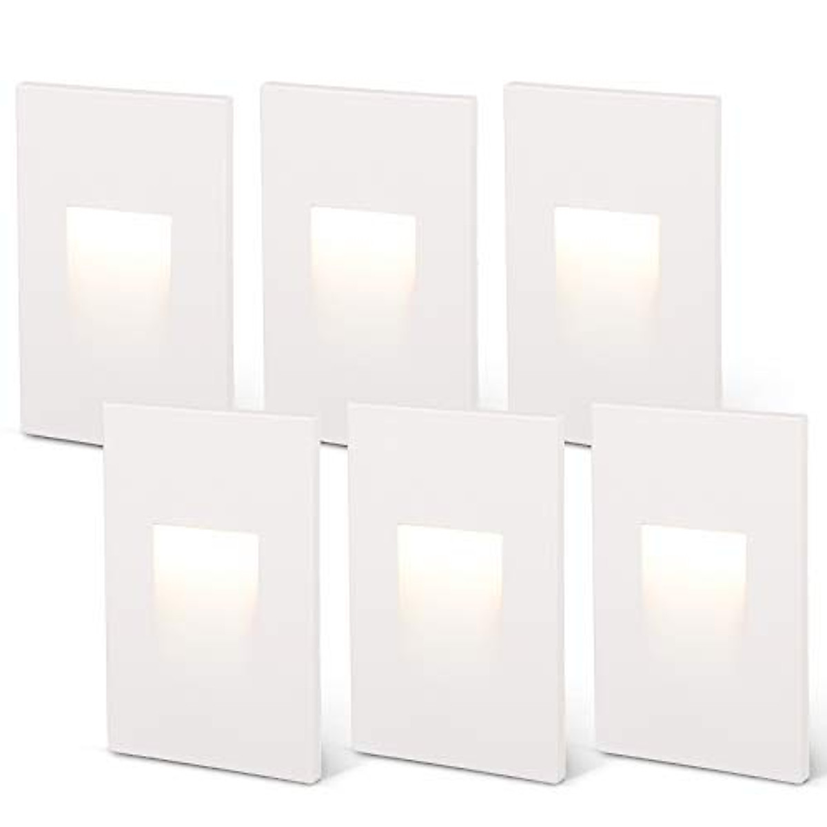 LEONLITE Classic Series 120V LED Step Lights, Dimmable 3.5W Indoor Outdoor Stair Light, 110lm, ETL Listed, Vertical, IP65 Waterproof, Aluminum, CRI 90, 3000K Warm White, White, Pack of 6
