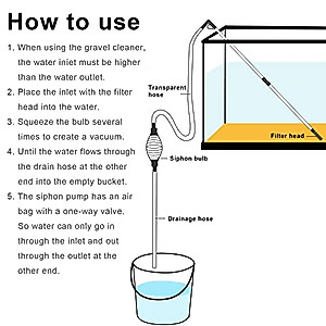 Fish Tank Gravel Vacuum Pump, Siphon Cleaner for Small Aquarium, Cleaning Tools, Water Changer and Drainage.