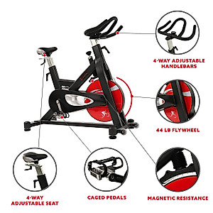 Sunny Health & Fitness SF-B1714 Evolution Pro Magnetic Belt Drive Indoor Cycling Bike, High Weight Capacity, Heavy Duty Flywheel
