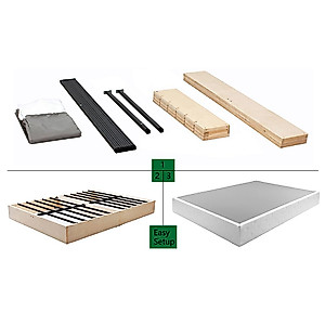 Panana 5 Inch Metal Box Spring Bed Base/Heavy Duty Steel with Fabric Cover/Mattress Foundation/Wooden Frame Easy Assembly, Queen, White