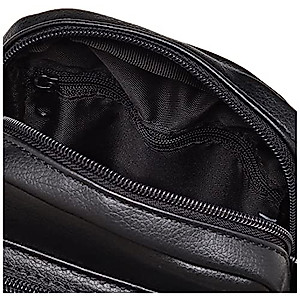 Kangol Shoulder Bag, Logo Patch, Leather-like Synthetic Leather, Vertical Type, Black