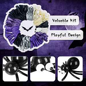 162Pcs Halloween Balloons Arch Garland Kit, Birthday Supplies Purple Black Silver 4D Balloon Spiders Web Bats Happy Birthday Banner for Gothic Halloween Birthday Party Decorations