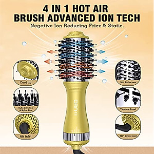 Travel Size Hair Blow Dryer Brush & 1 Inch Mini Curling Wand Set, Hot Air Brush with 3 Temperature Settings & Travel Curling Iron Set for Drying, Styling, Curling, Volumizing