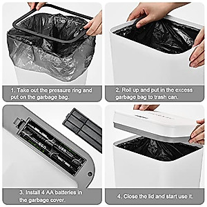 Touchless Trash Can with Motion Sensor with Lid, 4.2 Gallon Waste Bin Intelligent Induction Waterproof Trash Can, Household Kitchen Bathroom Office Smart Garbage Bin (Grey)