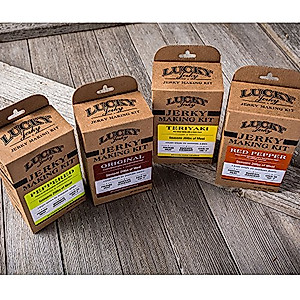 Lucky Jerky DIY Jerky Seasoning Kit 4 Pack - Original, Red Pepper, Teriyaki, Peppered