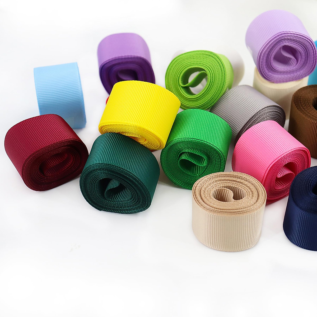 1 Inches Grosgrain Ribbons Fabric Ribbons, 20 Colors*2 Yards Each Total 40 Yards, Boutique Ribbons for Gifts Wrapping, DIY Bow Hair Accessories