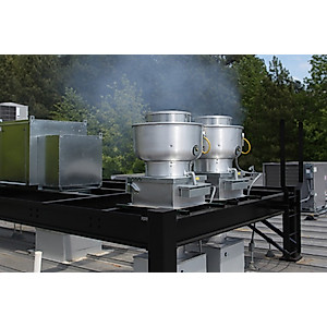 Stainless Steel Commercial Exhaust Only Hood System, Includes Stainless Steel Exhaust Only Hood, Rooftop Exhaust Fan, and Roof Curb (4' Wall Exhaust Only Hood & Fan)