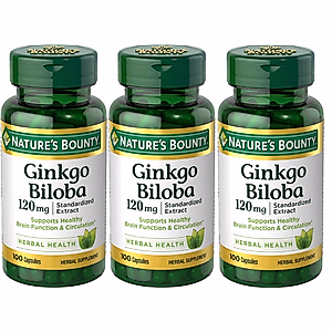 Nature's Bounty Ginkgo Biloba 120 mg 100 ea (Pack of 3)